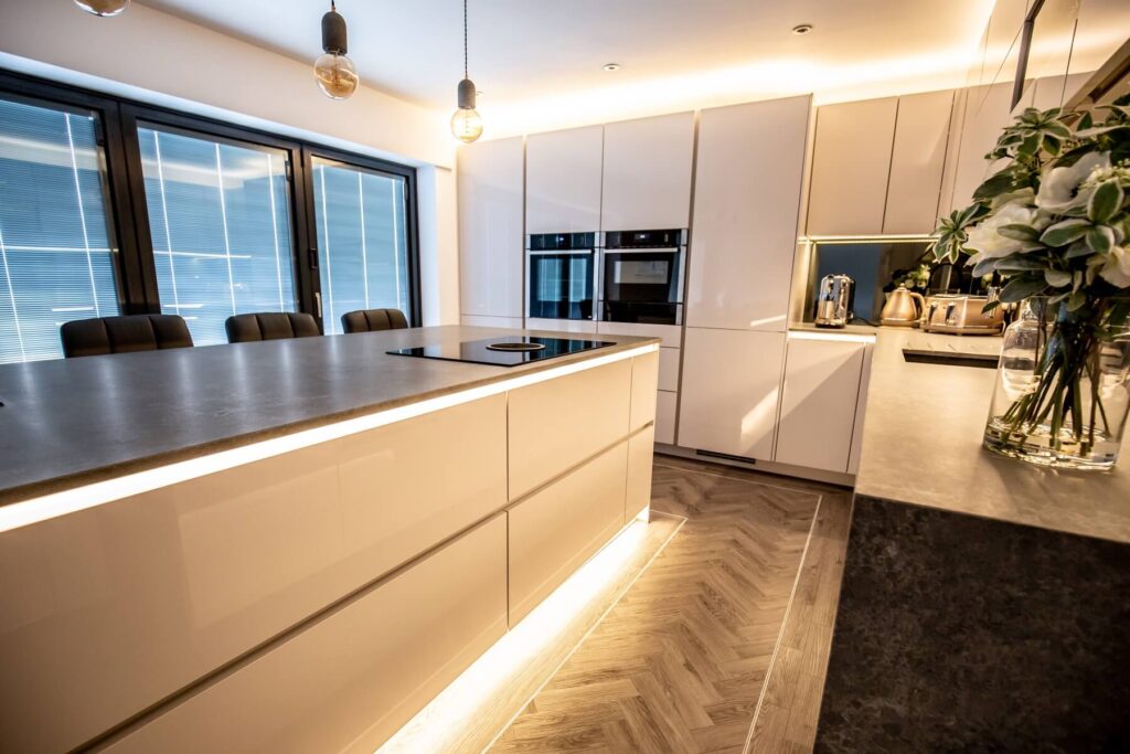 Handleless Flash Kitchen In Satin Grey Gloss by Create Kitchens